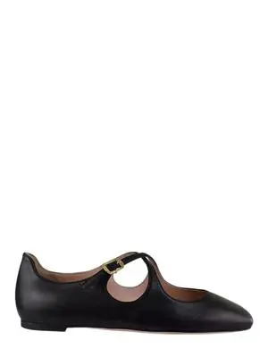 Bally Ballerina Flats In Leather With Criss-cross Straps - Black