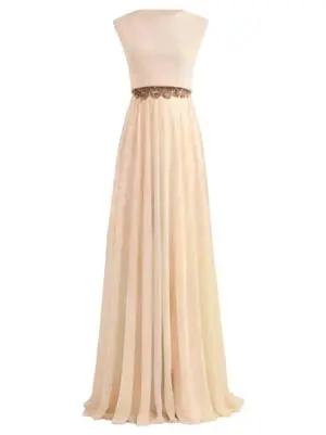 GEMY MAALOUF Maxi Dress With Embellished Waist - Neutrals