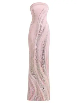 GEMY MAALOUF Beaded Sequin-embellished Maxi Dress - Pink