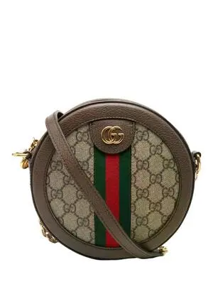 Gucci Mini Ophidia Gg Supreme Web Ophidia Round Crossbody Bag - Neutrals