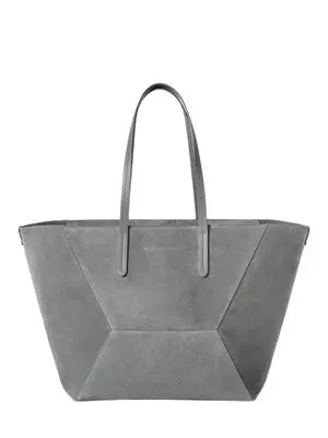 Brunello Cucinelli Suede Bag With Monili Embroidery - Grey
