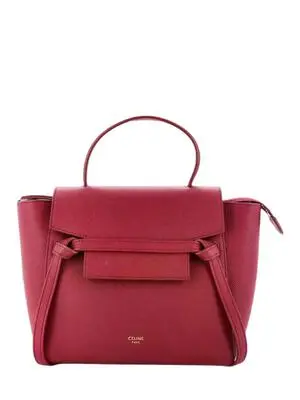 Celine Textured Leather Nano Belt Bag - Red