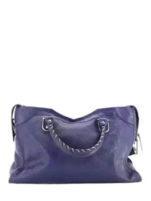 Balenciaga Classic Metallic Edge Leather Satchel Bag - Blue