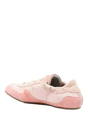 Cecilie Bahnsen Blaise Windflower-embroidered Suede Sneakers - Pink