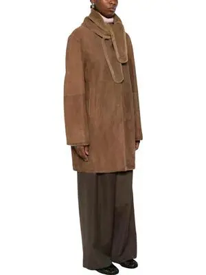 MANZONI 24 Shearling-lined Coat With Scarf Detail - Brown