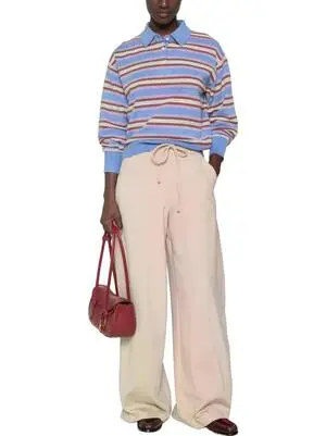 Guest In Residence Striped Long-sleeves Polo Top - Blue