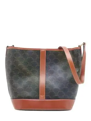 Celine Medium Triomphe Coated Canvas Bucket Bag - Brown