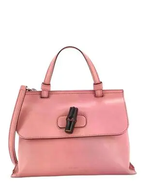 Gucci Gucci Bamboo Daily Top Handle Bag Leather Small Satchel Pink