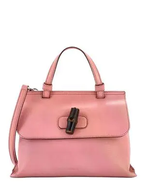 Gucci Bamboo Daily Top Handle Bag Leather Small Satchel - Pink