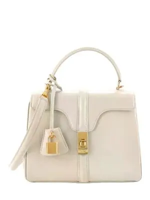 Celine 16 Top Handle Bag In Smooth Calfskin - Neutrals