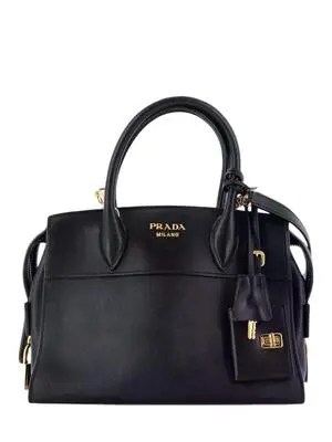 Prada Saffiano City Calf Small Satchel Tote - Black