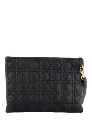 Dior Cannage Quilt Calfskin Clutch Bag - Black