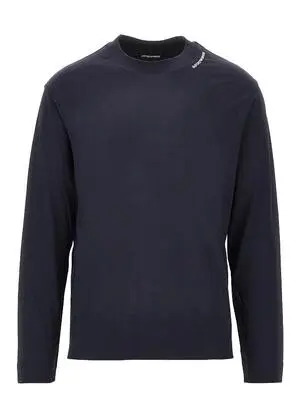 Emporio Armani Tretch Jerey T-hirt With Logo Embroidery - Blue