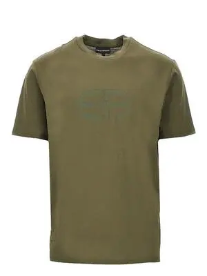 Emporio Armani Lyocell-blend Jerey T-hirt With Logo Print Man Green