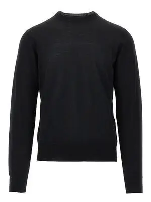 Emporio Armani Emporio Armani Virgin Wool Sweater With Eagle Embroidery Black