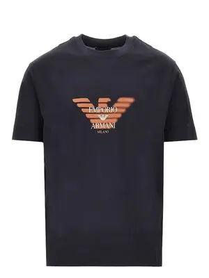 Emporio Armani Jerey T-hirt With Logo Print - Blue