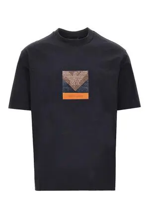 Emporio Armani Jerey T-hirt With Logo Patch - Blue