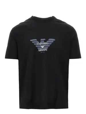 Emporio Armani Jerey T-hirt With Logo Print - Black