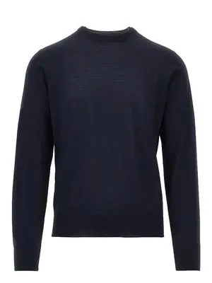 Emporio Armani EMPORIO ARMANI Virgin Wool Sweater With Eagle Embroidery Blue