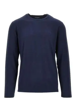 EA BODYWEAR Tretch Jerey T-hirt With Eagle Embroidery - Blue