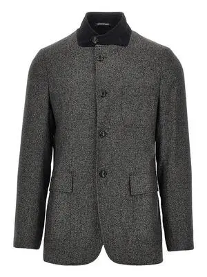 Emporio Armani Mouliné Knitted Jacket - Black