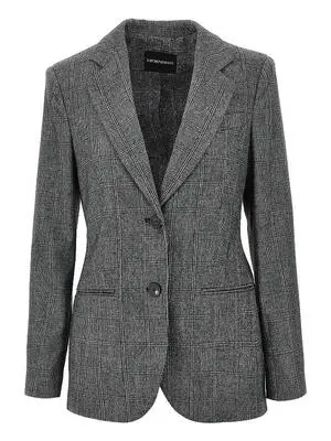 Emporio Armani Wool-blend Single-breasted Flannel Jacket - Grey