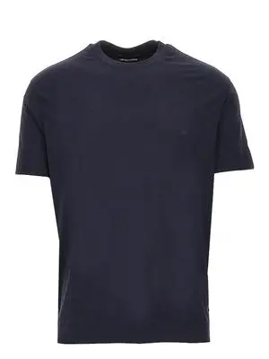 Emporio Armani Tretch Jerey T-hirt With Eagle Embroidery - Blue