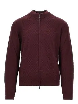 Emporio Armani Virgin Wool Knitted Cardigan - Red