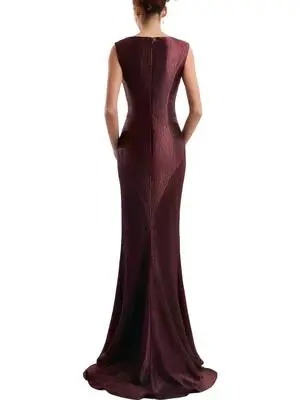 GEMY MAALOUF Sculpted V-neck Maxi Dress - Red
