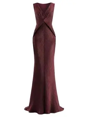 GEMY MAALOUF Gemy Maalouf Sculpted V-Neck Maxi Dress