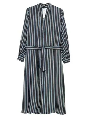 Max Mara Belted Striped Midi Dress - Blue