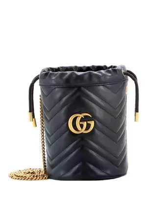 Gucci Gg Marmont Matelassé Leather Mini Bucket Bag - Black