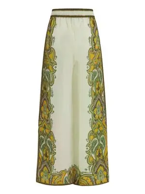 ALEMAIS Wide Leg Paisley Print Pants - Neutrals
