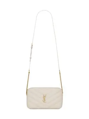 Saint Laurent Loulou Camera Bag In Matelassé Lambskin - White