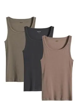 SKIMS Cotton Rib Tank 3-pack - Jungle Multi