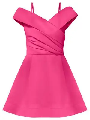TIA DORRAINE Flared Satin Off-the-shoulder Mini Dress - Pink