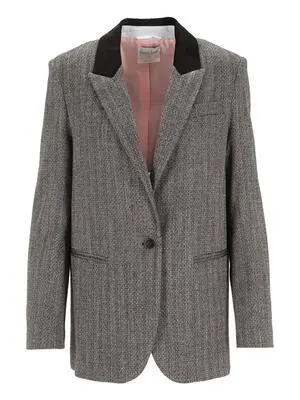 FORTE_FORTE Forte Forte "Jaspe" Chevron Blazer With Velvet Collar