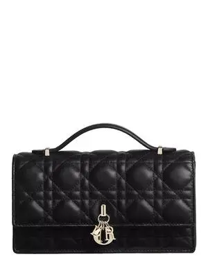 Dior Christian Dior Black Cannage Lambskin Mini Bag With Gold-Tone Charms Black