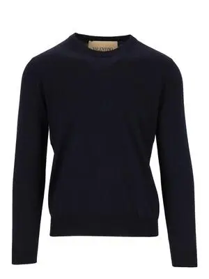 Valentino Garavani Vlogo Signature Crew Neck Wool Sweater - Blue
