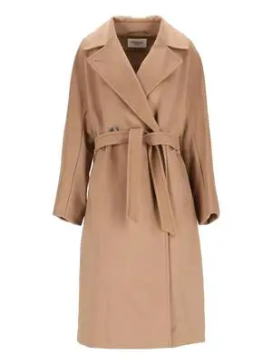 Max Mara Drap Wool Long Coat Double Breasted - Cream
