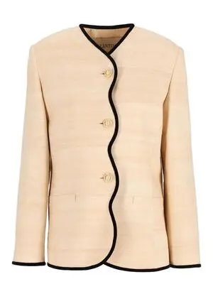 Valentino Garavani Silk Linen Blazer With Velvet Trim - White