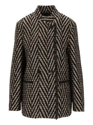 FORTE_FORTE Forte_forte Chevron Jacquard Oversized Jacket With Lamé And Sequins