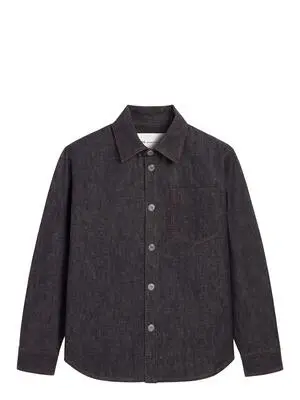 AMI Paris Blue Cotton Overshirt With De Coeur Logo - Indigo