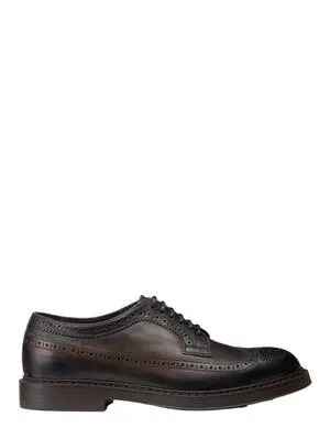 DOUCAL'S Leather Oxford Shoes With Perforated Detailing - Black