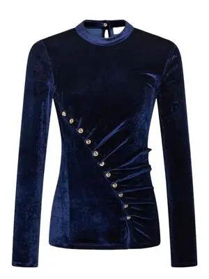 Rabanne Draped Velvet Top - Black