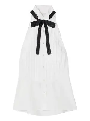 Ralph Lauren Sleeveless Vest With Hanging Neck Detail And Bow - White
