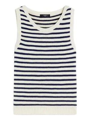 Max Mara Striped Cotton Knit Vest - White