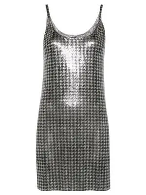 Rabanne Houndstooth Sleeveless Mini Dress - Silver/black