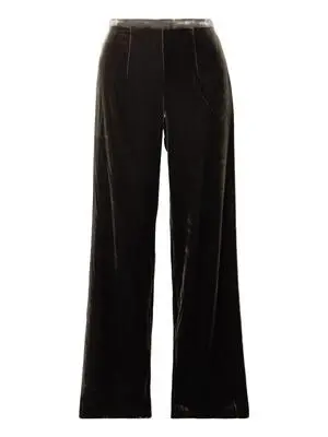 Le Kasha Velvet Wide-leg Pants - Black