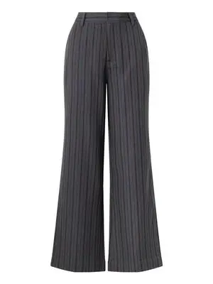 THE ELDER STATESMAN Striped Wool And Cashmere-blend Twill Pants - Black